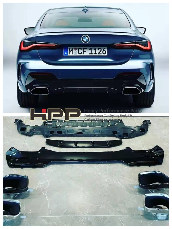 For BMW 4 Series G22 MTech M440 Style Rear Diffuser Plastic Bright ...