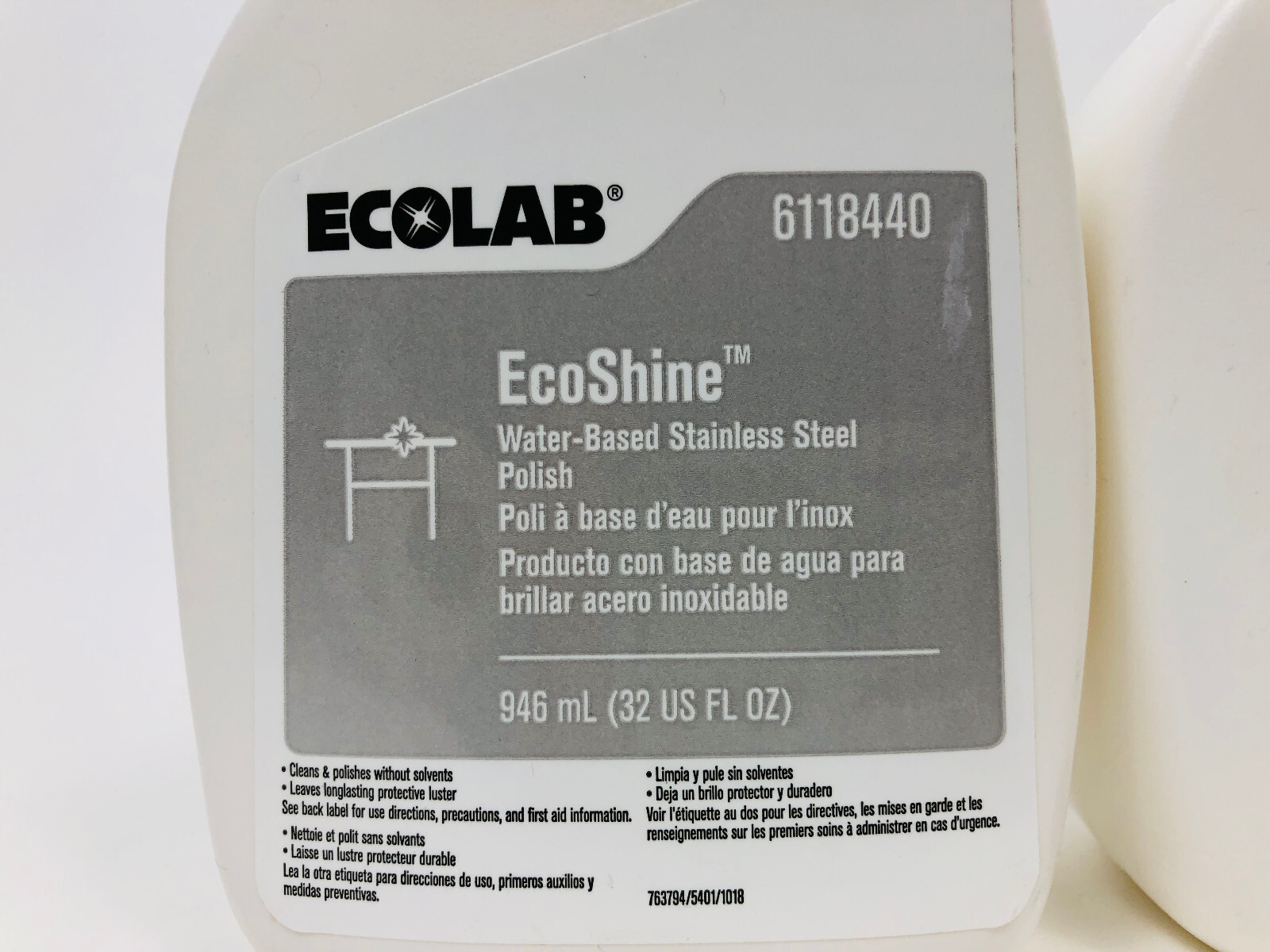 Ecolab 6118440 EcoShine Stainless Steal Polish, 32 fl oz Bottles (Pack ...