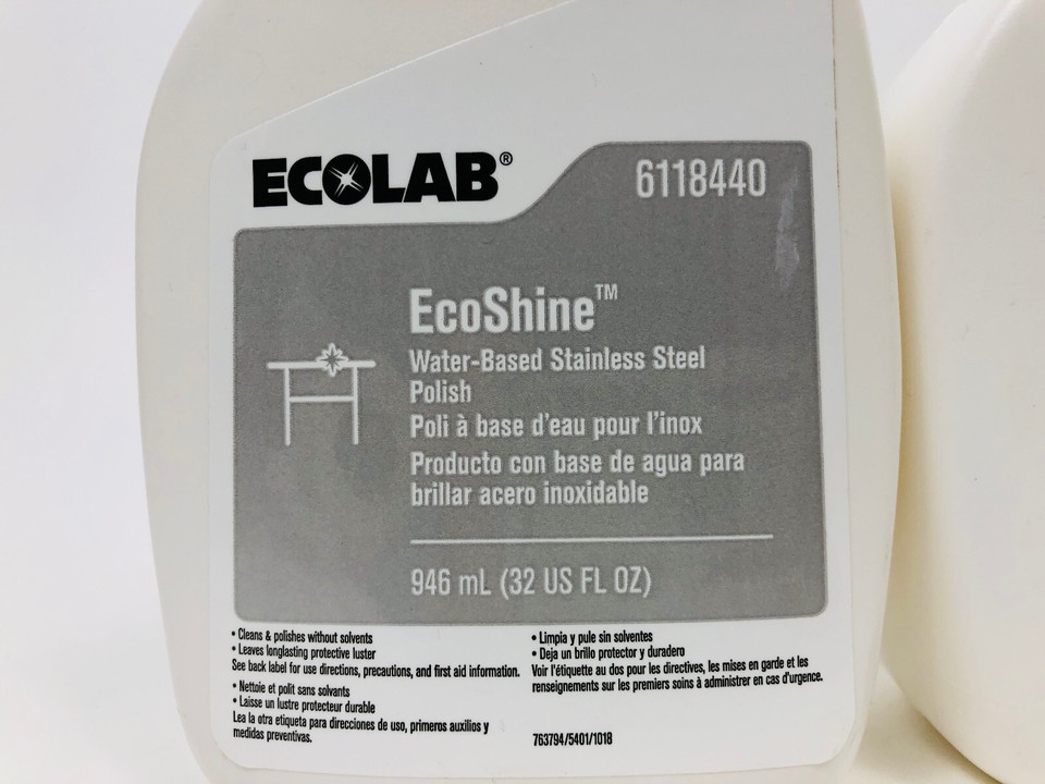Ecolab 6118440 EcoShine Stainless Steal Polish, 32 fl oz Bottles (Pack ...