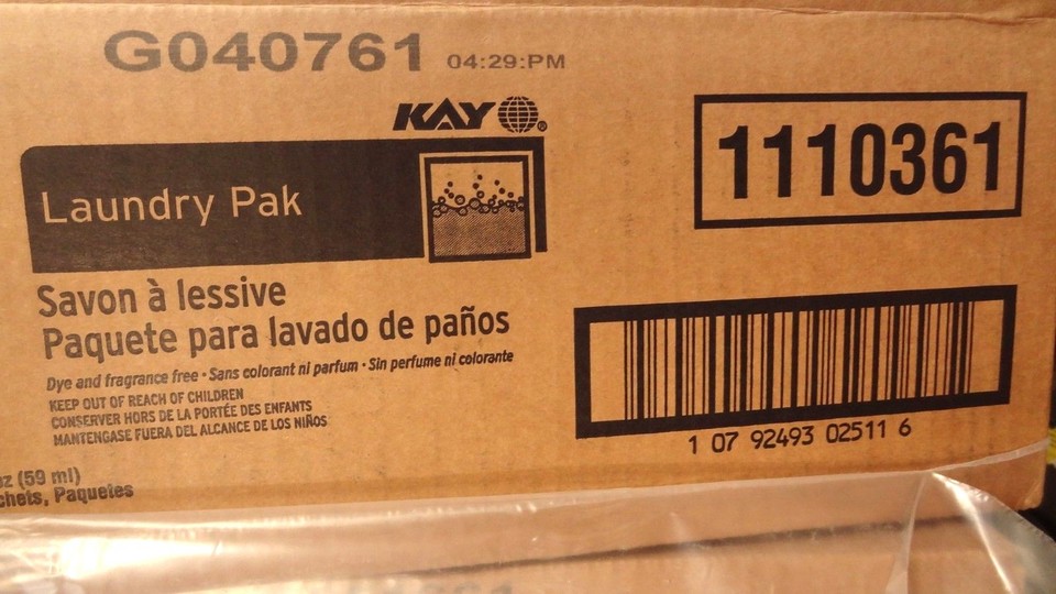 60 or 120 Packets ~ Kay Ecolab Laundry Pak Dye & Fragrance Free ~2 fl ...