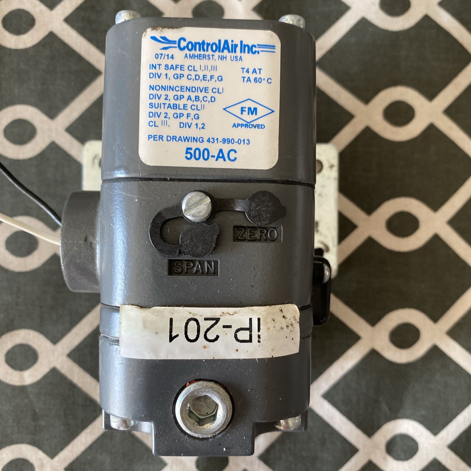 Control Air Inc. Amherst, NH Type 500X I/P Transducer, Very Good Used ...
