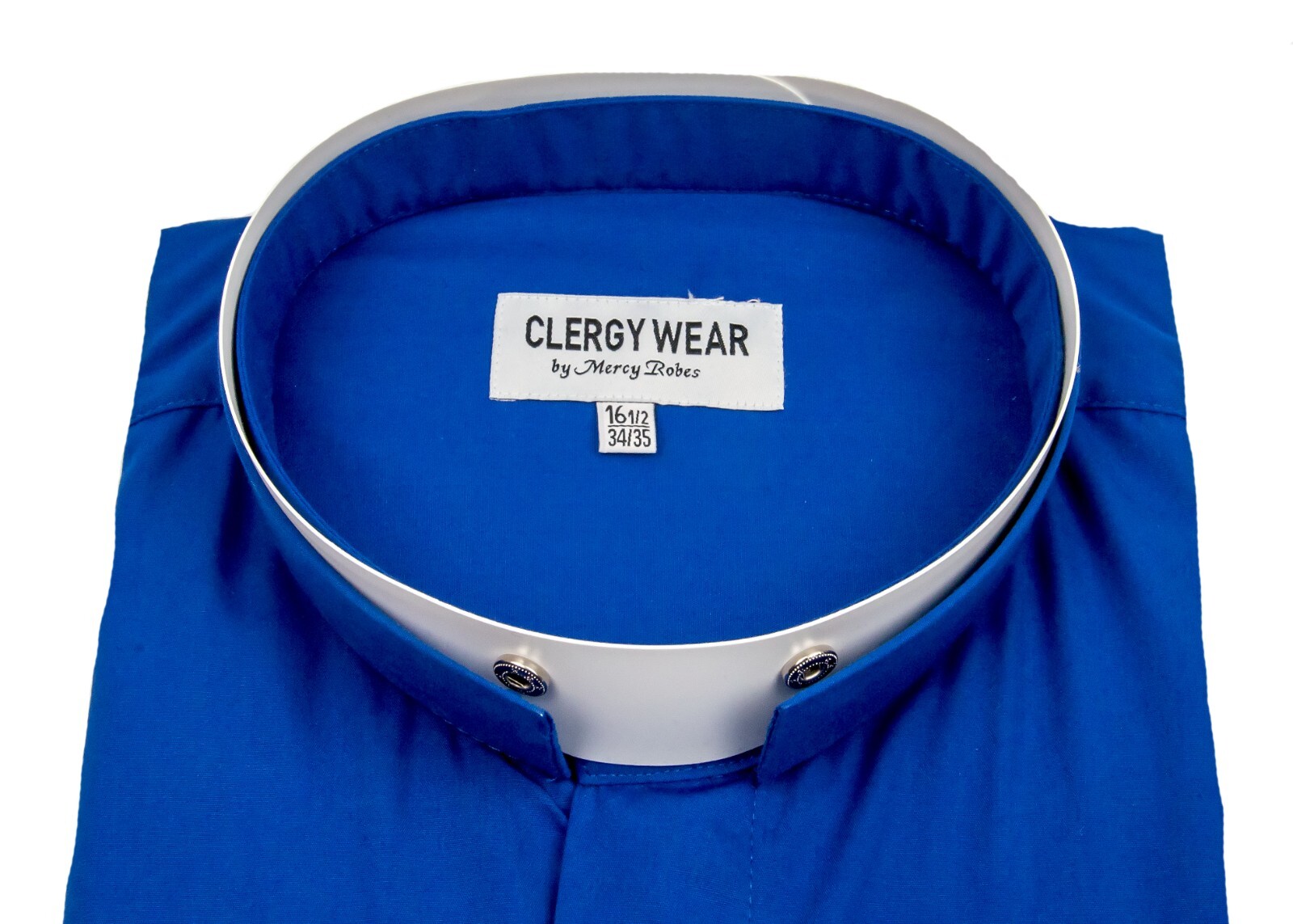 Men's Royal Blue Clergy Shirt, Tonsure Collar 01, Long Sleeves ...