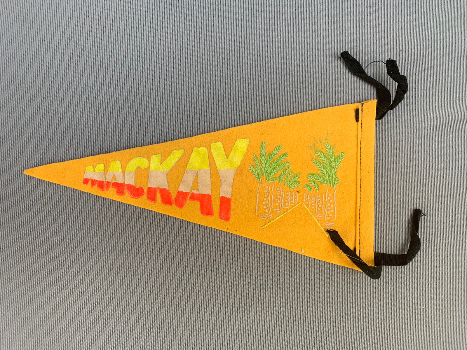 VINTAGE Mackay Qld AUSTRALIA SOUVENIR PENNANT FELT CLOTH WALL FLAG D6 ...
