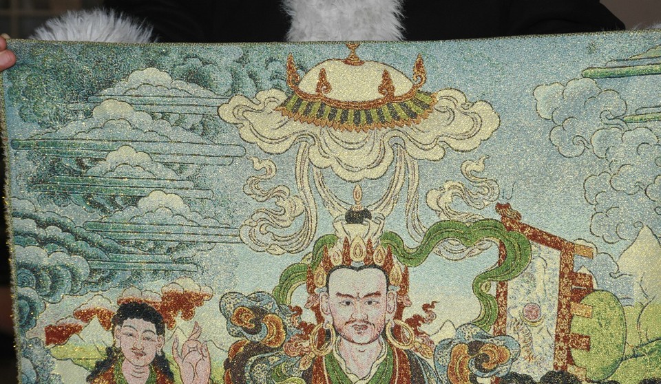 Cloth Silk Guru Marpa Padmasambhava Rinpoche Buddha Sculpture Tangka ...