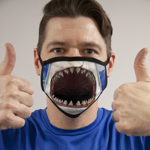 Shark Jaws FACE MASK Reusable Washable Unisex Face Cover Cloth USA ...