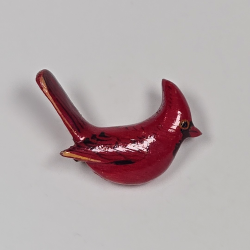 Vintage Wooden Hand Made Red Cardinal Bird Lapel Small Brooch Pin 1-1/2 ...