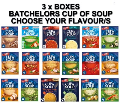 3 X Boxes Batchelors Cup A Soup - 12 Sachets - Choose Your Flavour ...