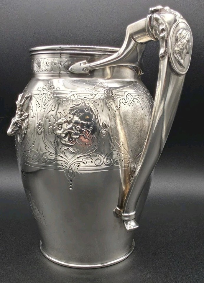 Gorham Sterling Silver Coin Rare Medallion + Stag c.1870 Pitcher ...