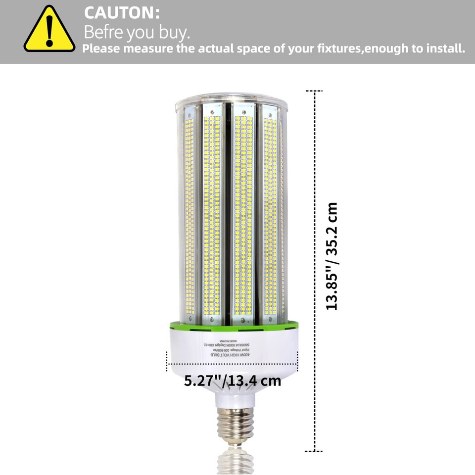 480V LED Corn Light Bulb 400W,E39 Large Mogul Base, 5000K (100W Metal ...