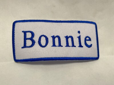 BONNIE NEW EMBROIDERED IRON ON NAME PATCH BLUE ON WHITE | eBay