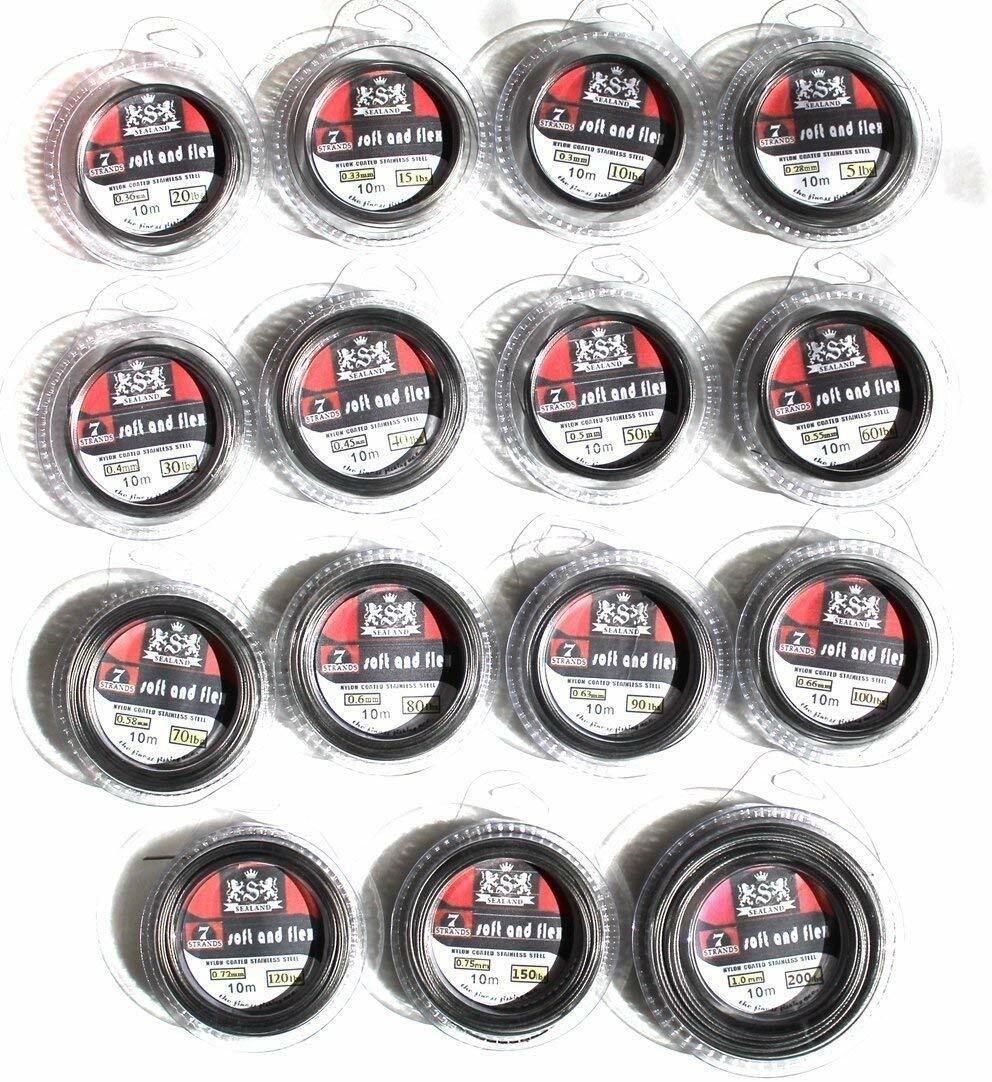 Vinyl Coated 1x7 Stainless Steel Wire Fishing Line Wire Spinner Leaders ...