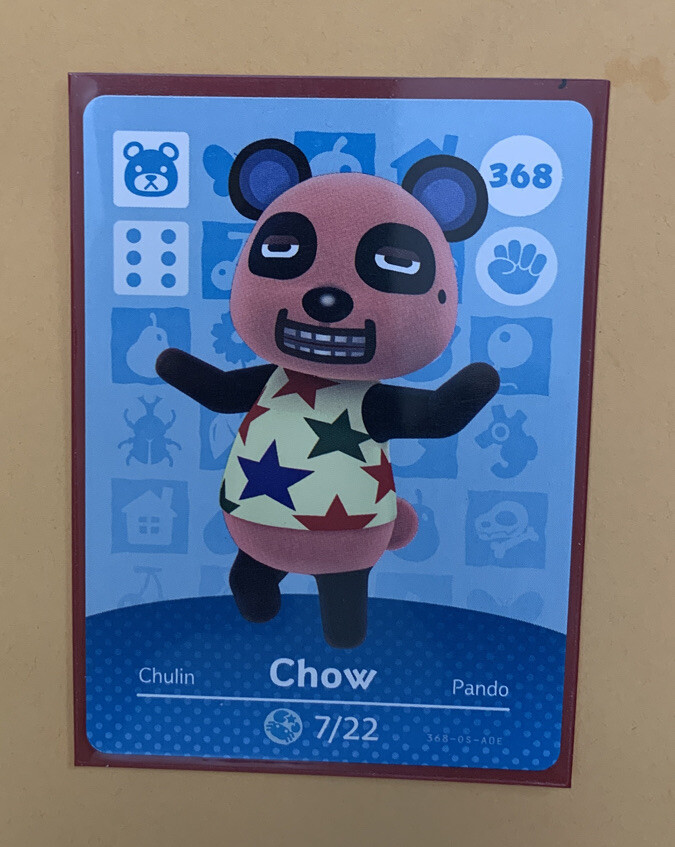 #368 Chow, Animal Crossing Amiibo Card BRAND NEW NEVER SCANNED *MINT ...
