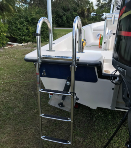 Folding Boat 4 Step Ladder 316 Stainless Steel Pontoon Yacht Telescopic ...