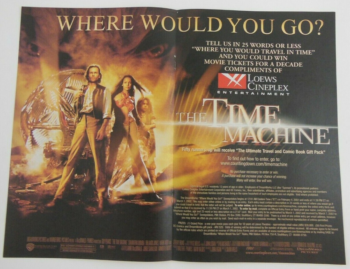 Time Machine Print Ad Movie Poster Art PROMO Official Loews Cineplex ...