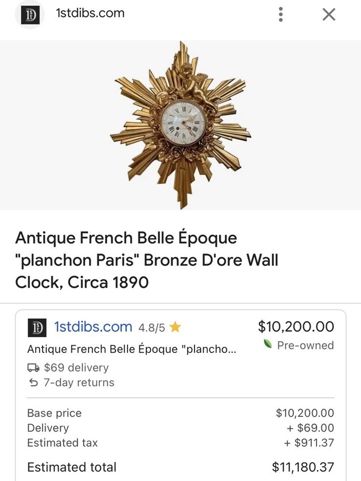 Antique French Belle Epoque Planchon Paris Bronze D Ore Wall Clock 1890 ...