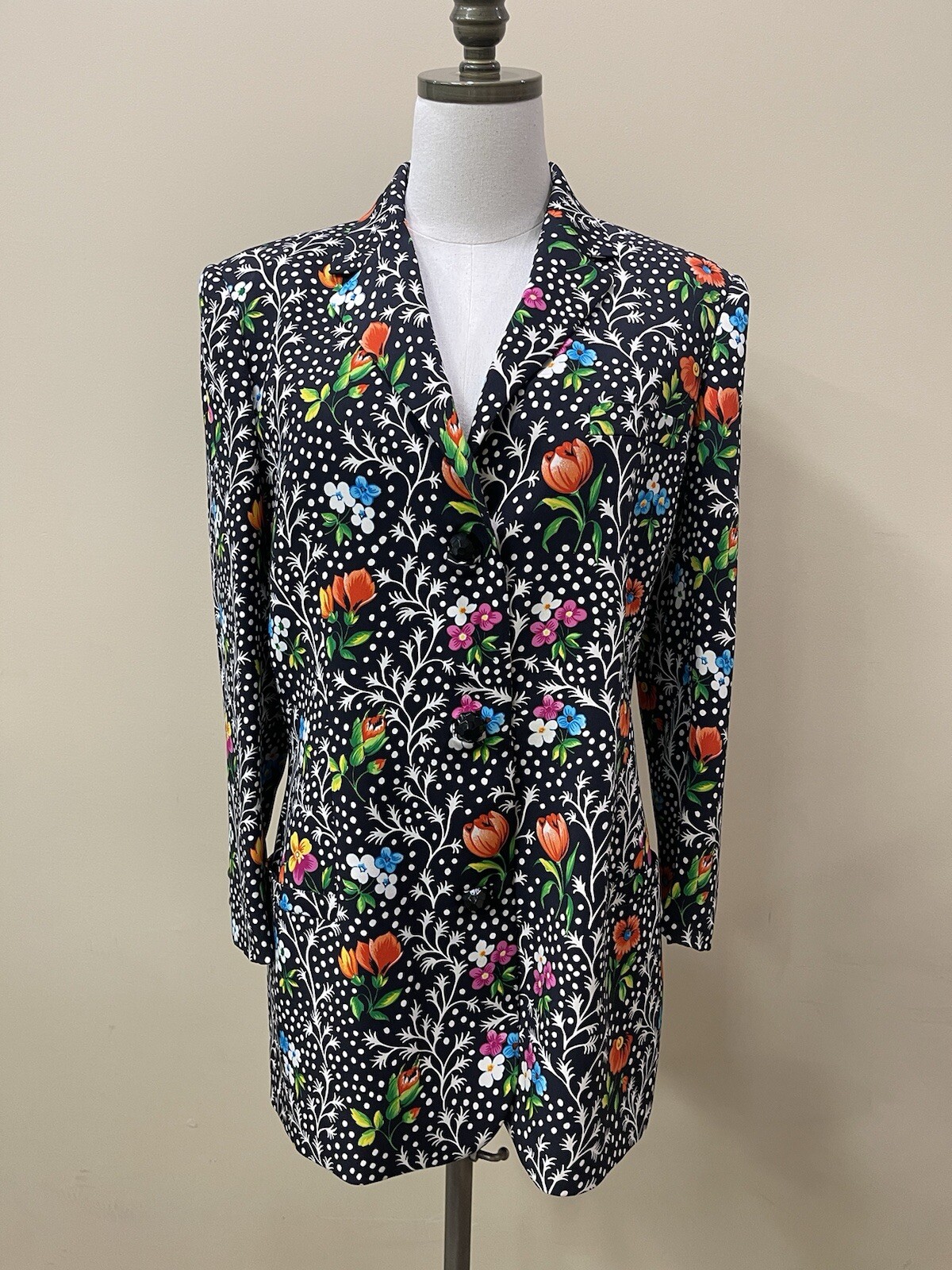 Gianni Versace Black Multi-Color Floral Jacket Size I… - Gem