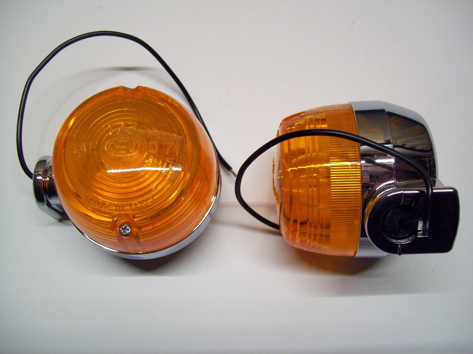 COPPIA FRECCE CROMATE ORIGINALI CEV 173 (NUOVE) PER MOTO ANNI 60/70/80 ...