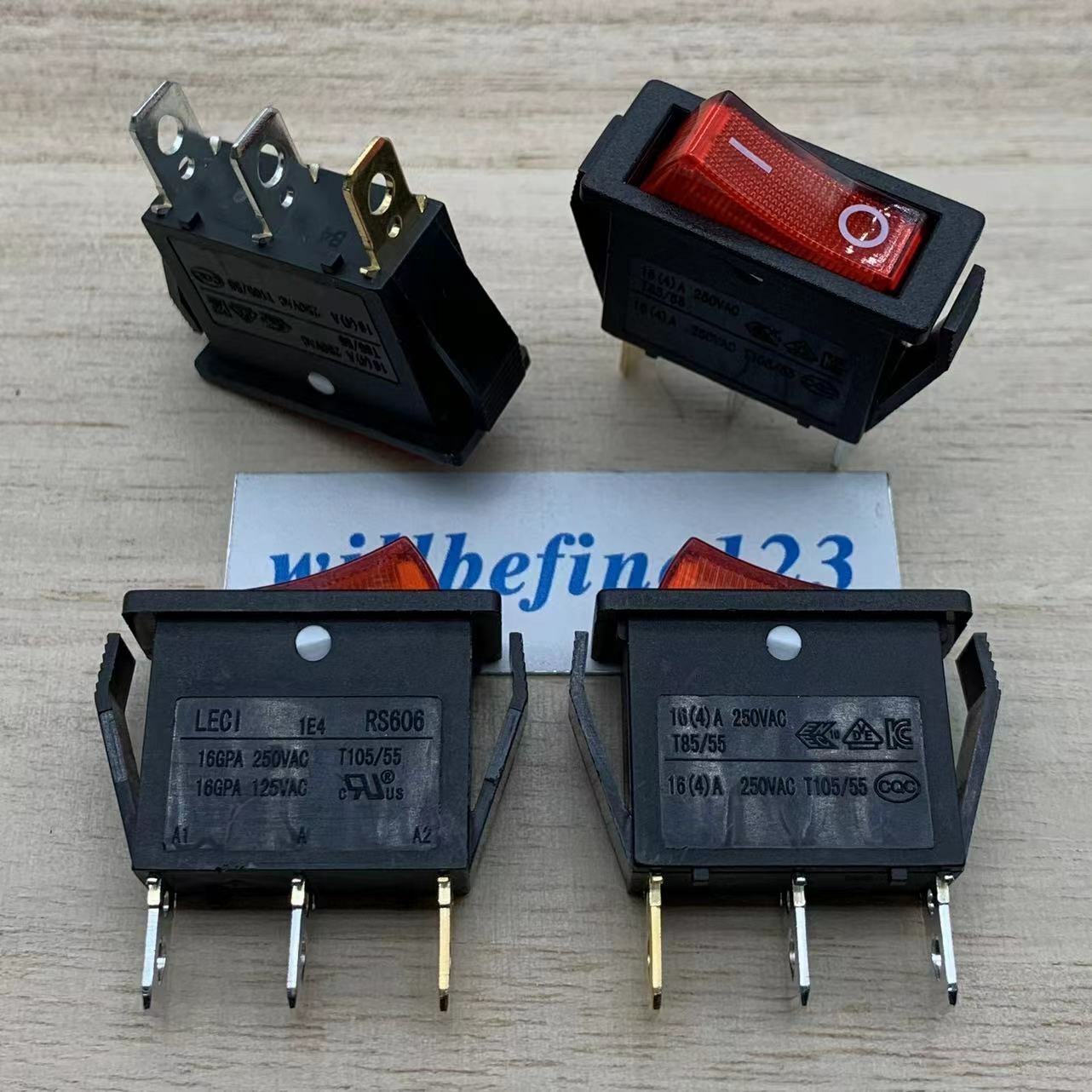 1pc LECI RS606-101N011CRB Rocker Switch 3Pins 2Positions 16GPA 250VAC ...