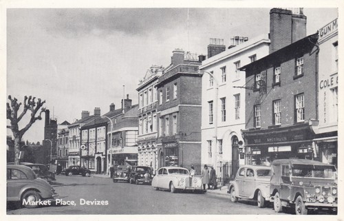 Postcard Market Place Devizes Shops People Old Cars [ Land Rover ] My ...
