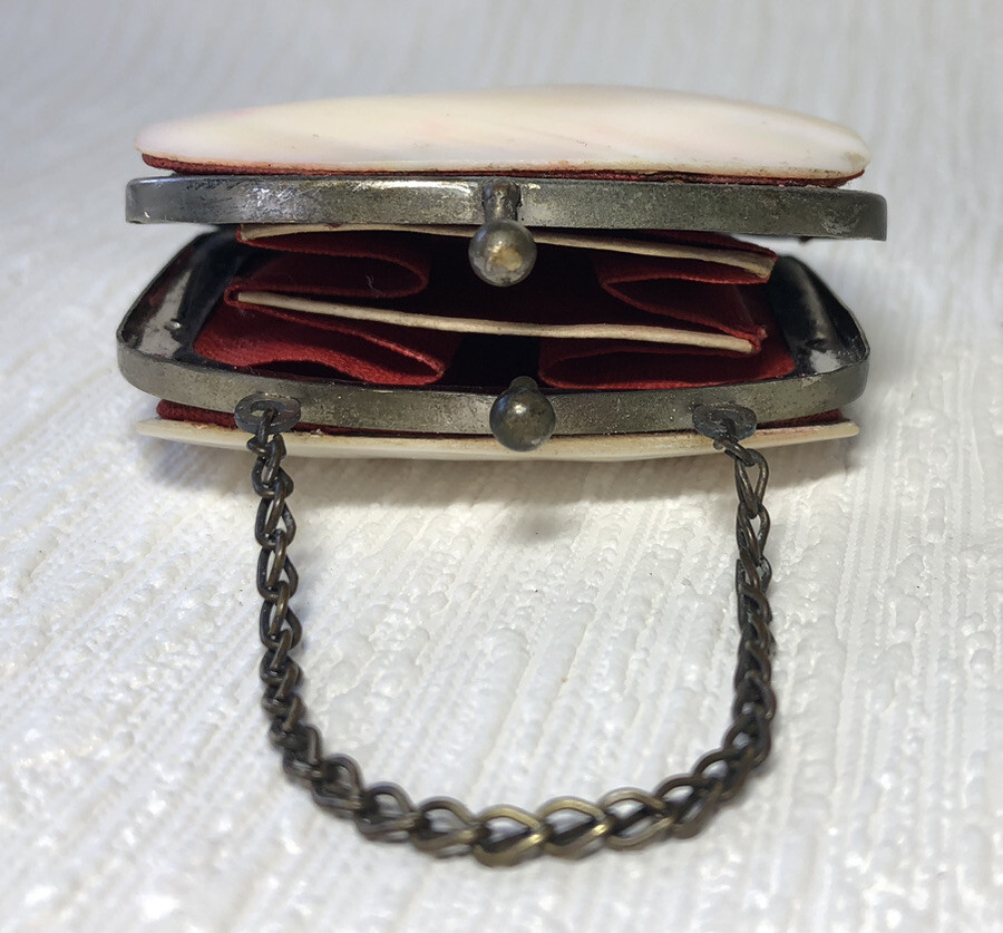 Antique Abalone Mother Of Pearl Change Coin Purse Wit… - Gem