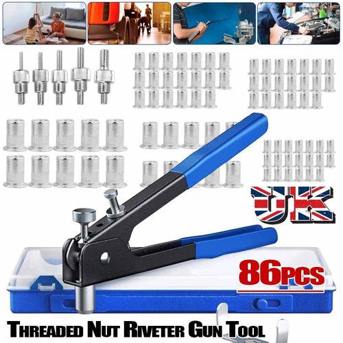 86pcs Threaded Nut Riveter Gun M3-M8 Insert Tool Riveter Rivnut Nutsert Kit | eBay UK