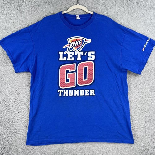 Oklahoma City Thunder Shirt Mens XL Blue Let's Go Thunder Graphic Tee ...