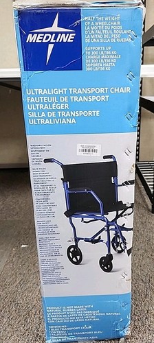NEW Medline Ultralight Transport Wheelchair 300lb. Blue | eBay