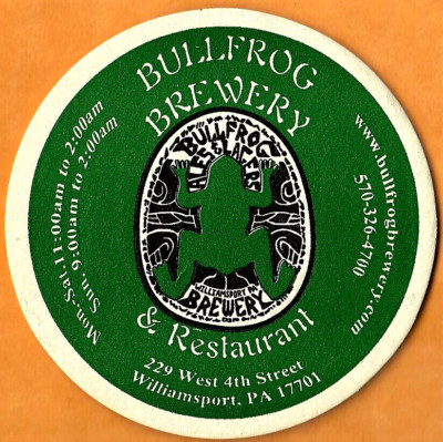 Bullfrog Brewery Beer Coaster Williamsport PA | eBay