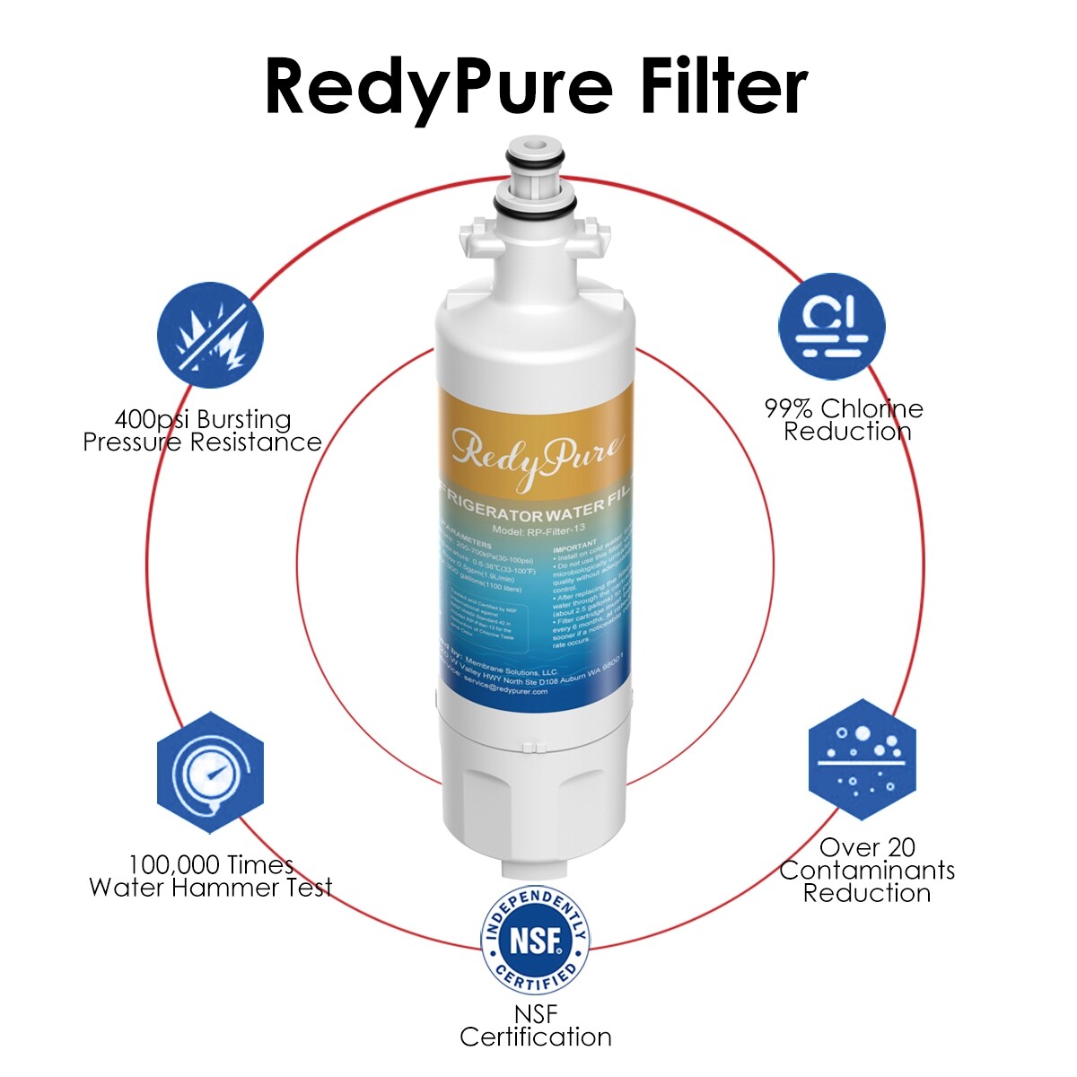 6 Pack Water Filter Replacement For LG LT700P ADQ36006101 ADQ36006102 ...