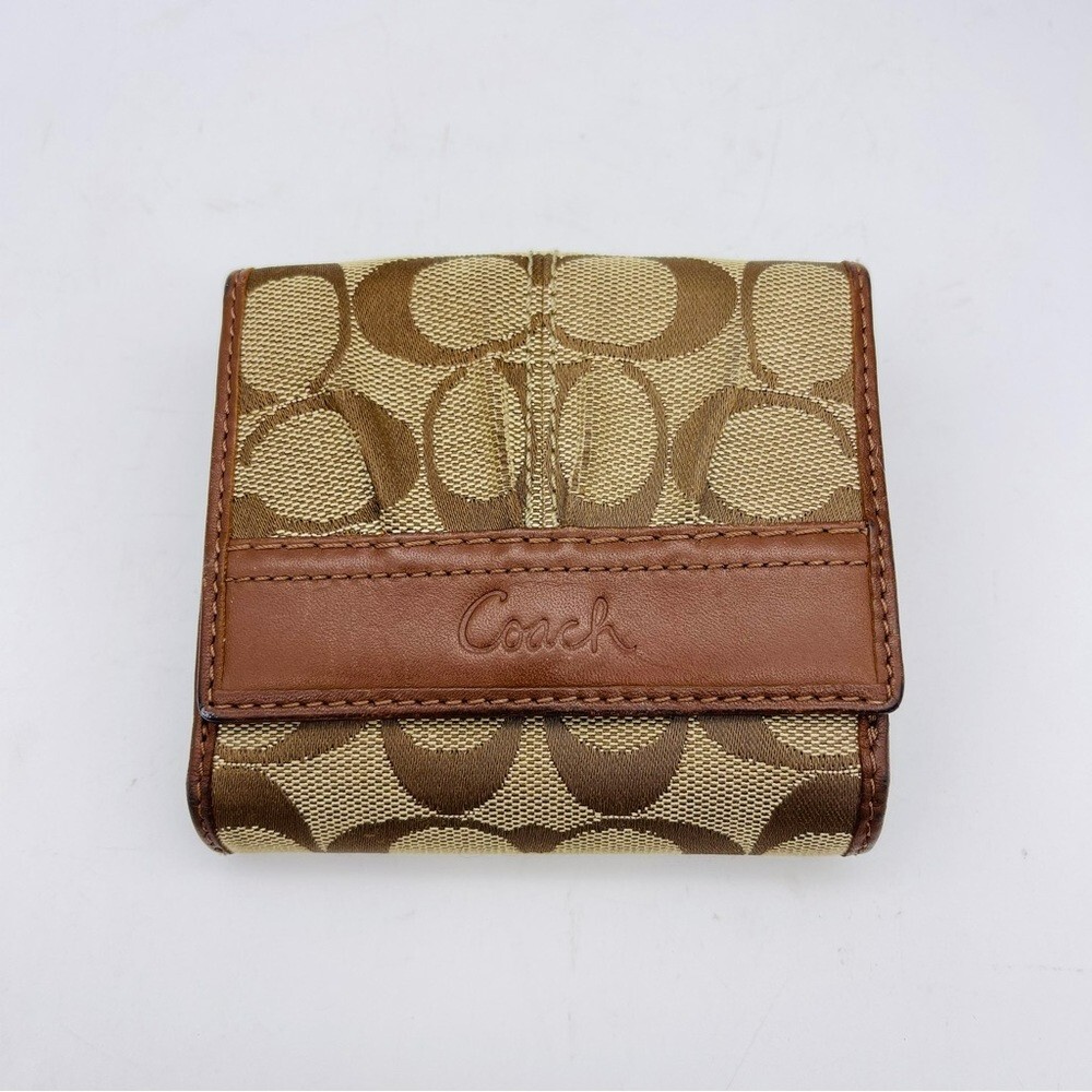 Coach Signature Coach Brown Small Wallet - Gem