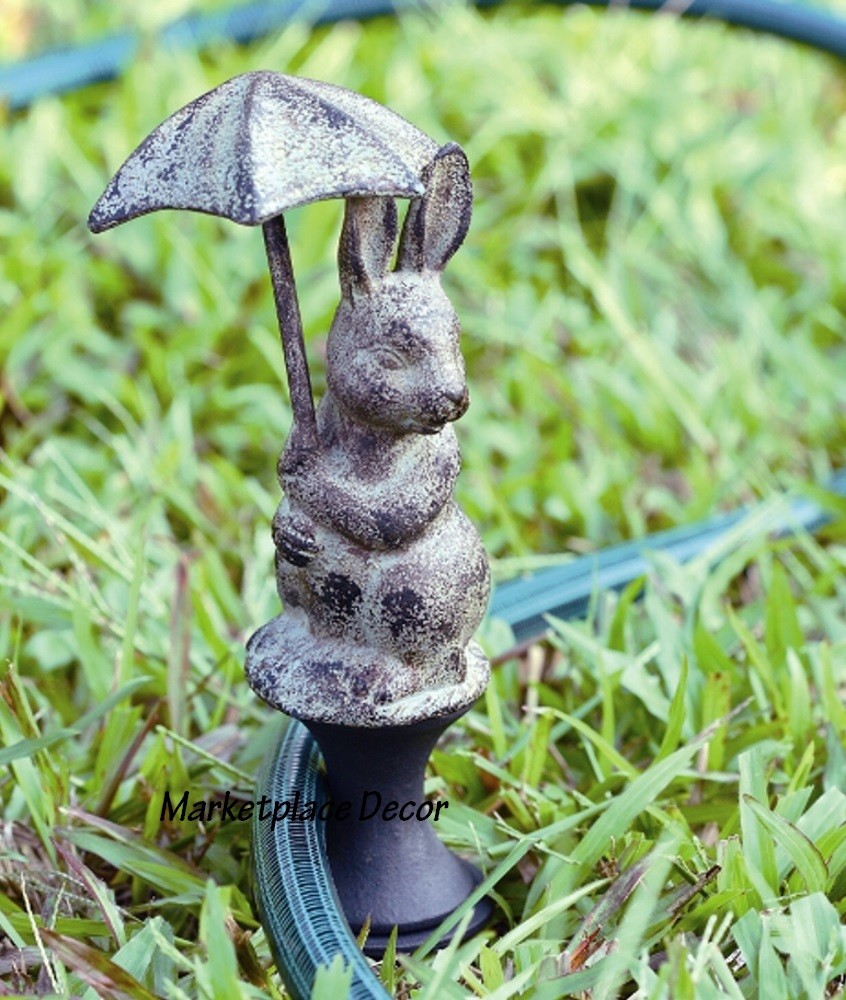 Bunny Rabbit Holding Umbrella Hose Guard Guide Garden Stake ~ SPI Home ...