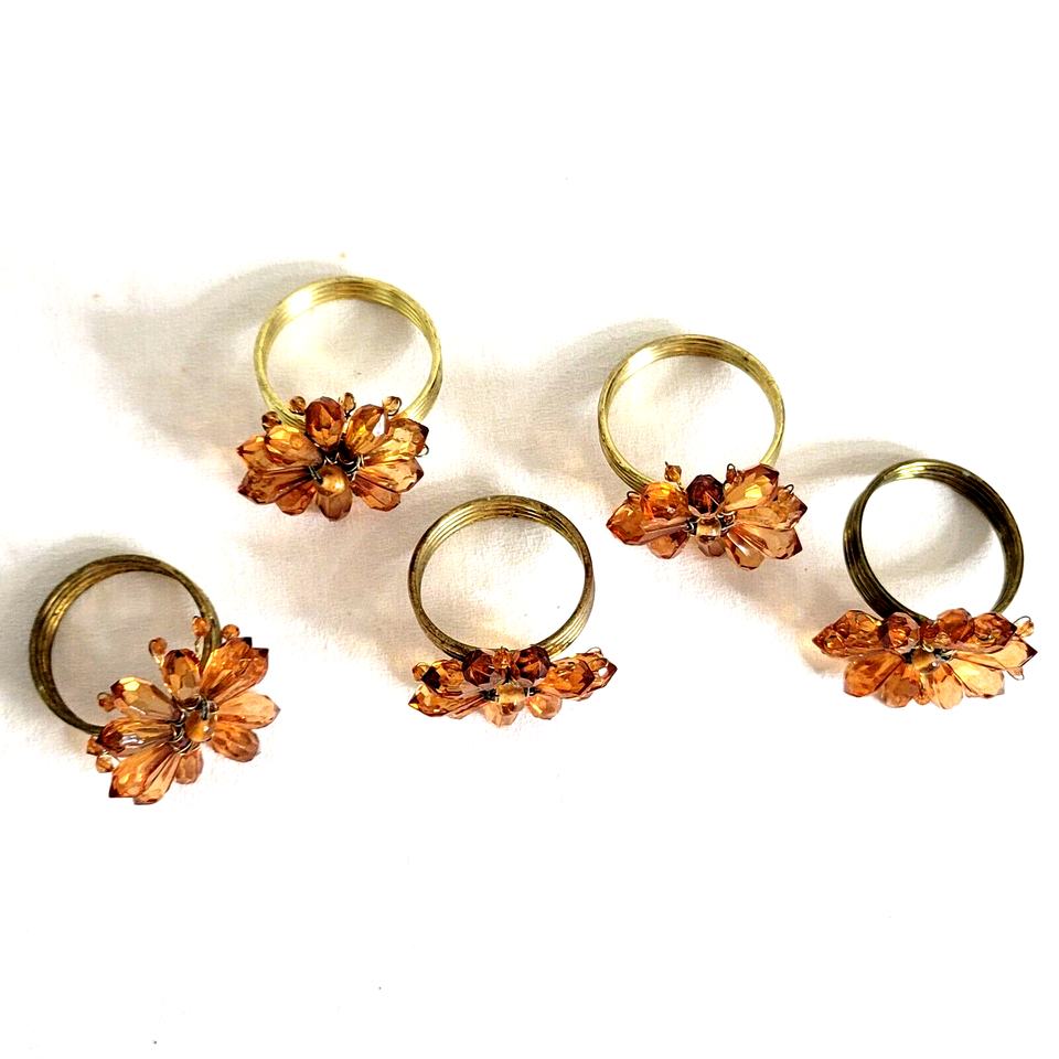 Vintage Daisy Flower Amber Brown Topez Napkin Rings 1.5 inch | eBay