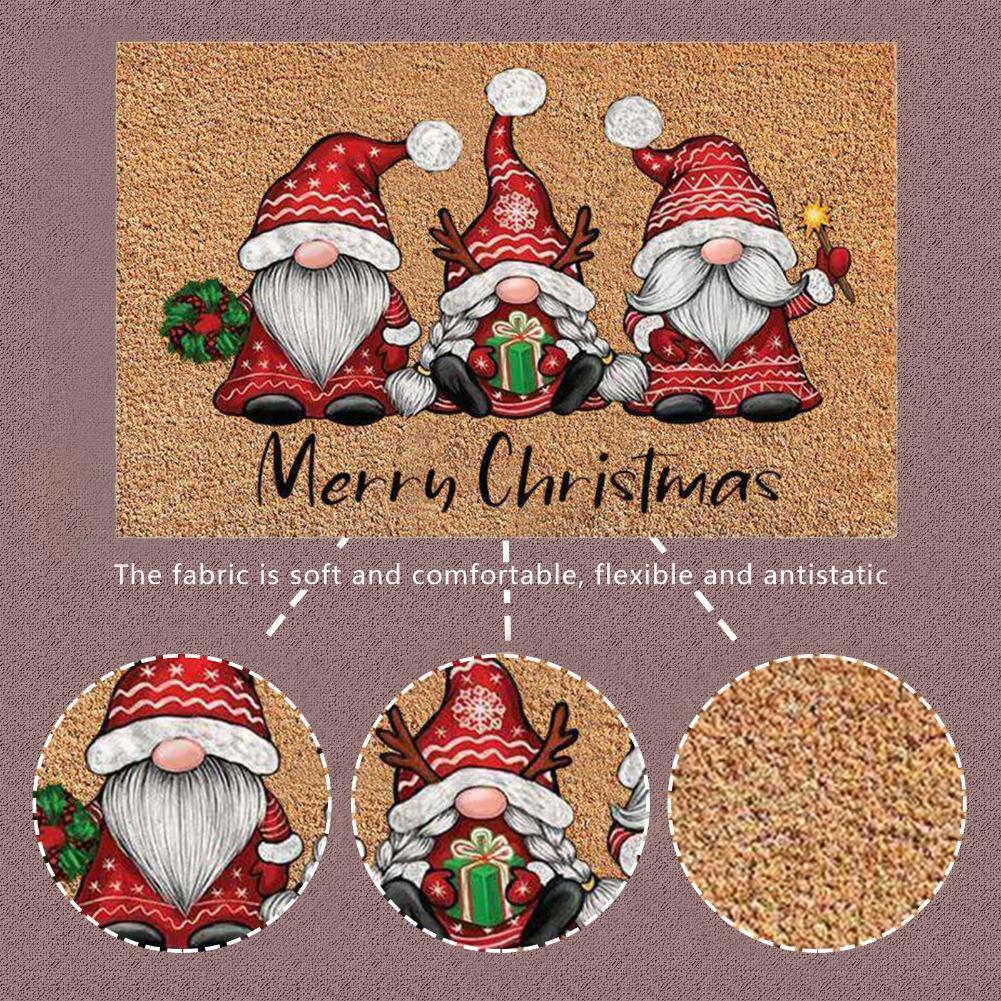 3Pcs Christmas Gnome Dwarf Door Rug Crystal Velvet Soft Floor Mat for ...