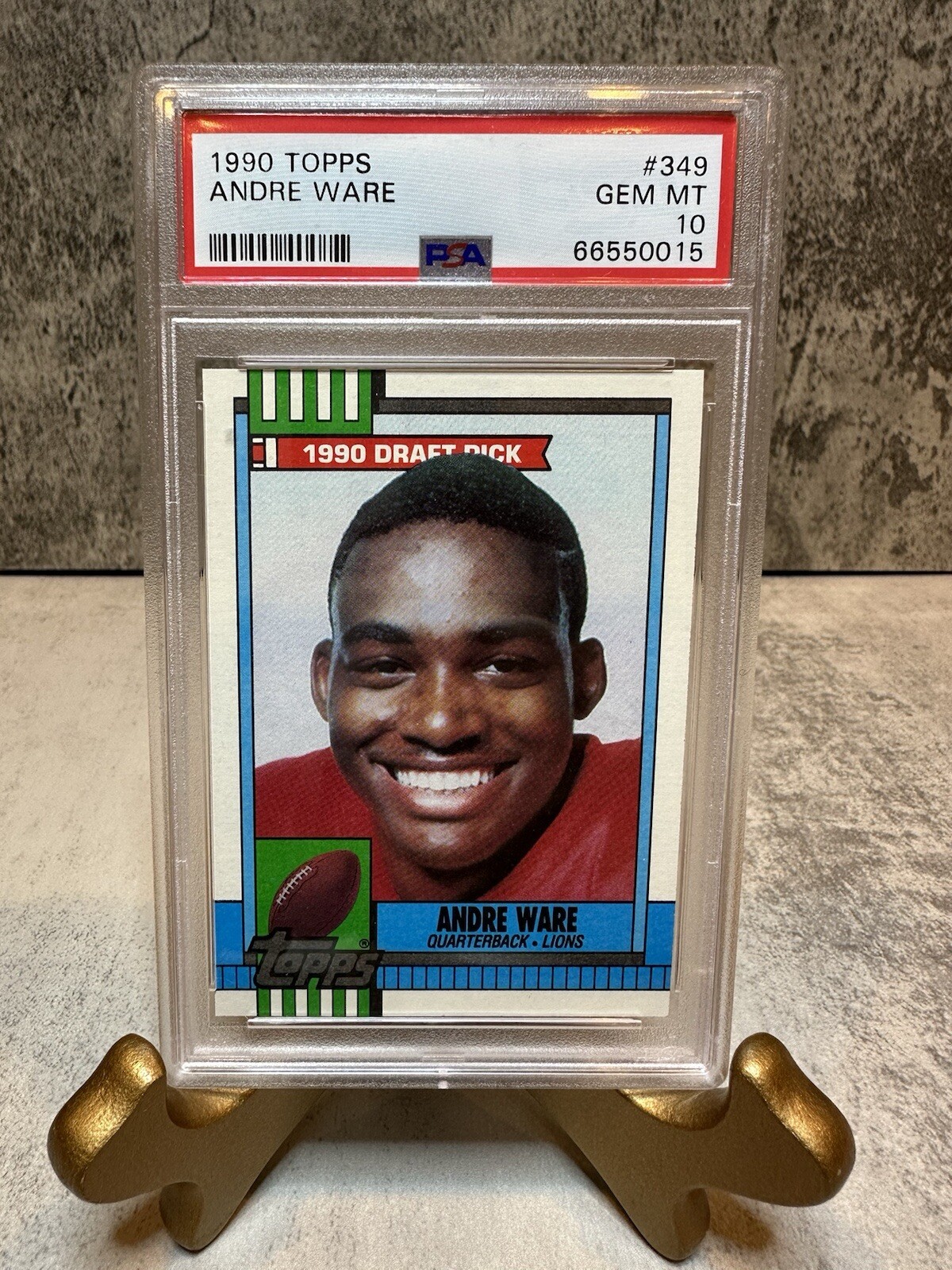 1990 Topps Andre Ware RC #349 PSA 10. 1989 Heisman Recipient. CFB HOF ...