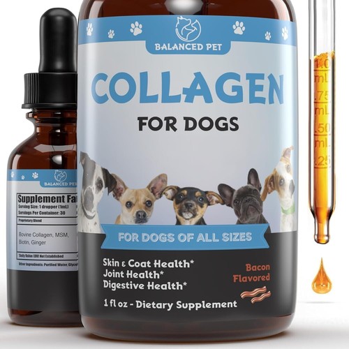 Collagen for Dogs - Skin and Coat for Dogs, Dog Liquid Collagen ...