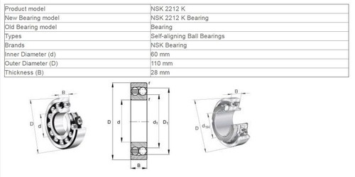 1PC NSK 2212 K Self-Aligning Ball Bearings 60x110x28mm | eBay