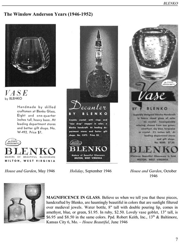 Blenko Glass 1936-1969-History & Reprint Advertisements - Soluções e ...