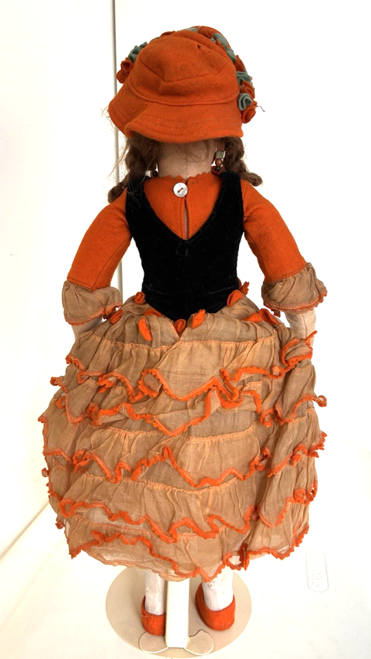 Antique Vintage 20" Lenci Italy Long Limb Lady Felt Cloth Doll All ...