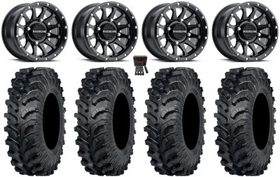 Raceline Trophy 14" Wheels Bk +38mm 30" MT911 Tires Textron Wildcat XX ...