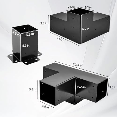 4x4 Woodworks Pergola Brackets Kit with 3-Way Corner Extension Brackets ...