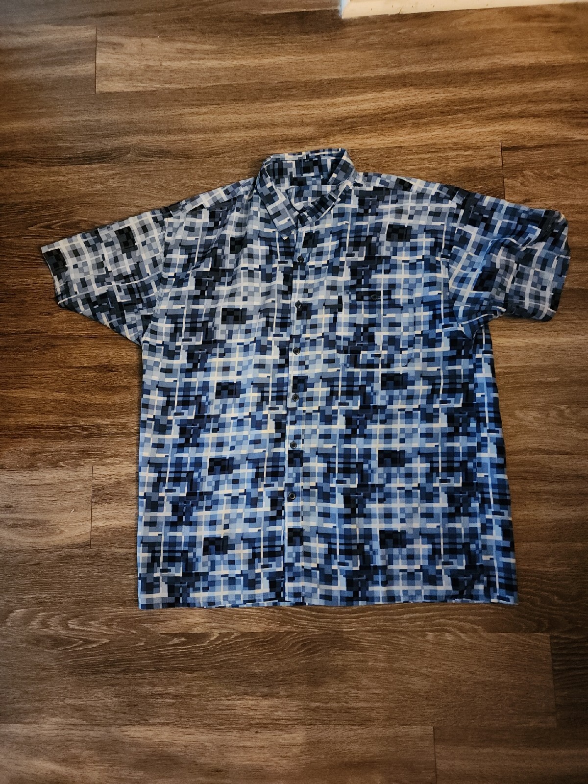 PJ Mark Blue Mens XXL Short Sleeve Button Up Graphic Shirt Pocket ...