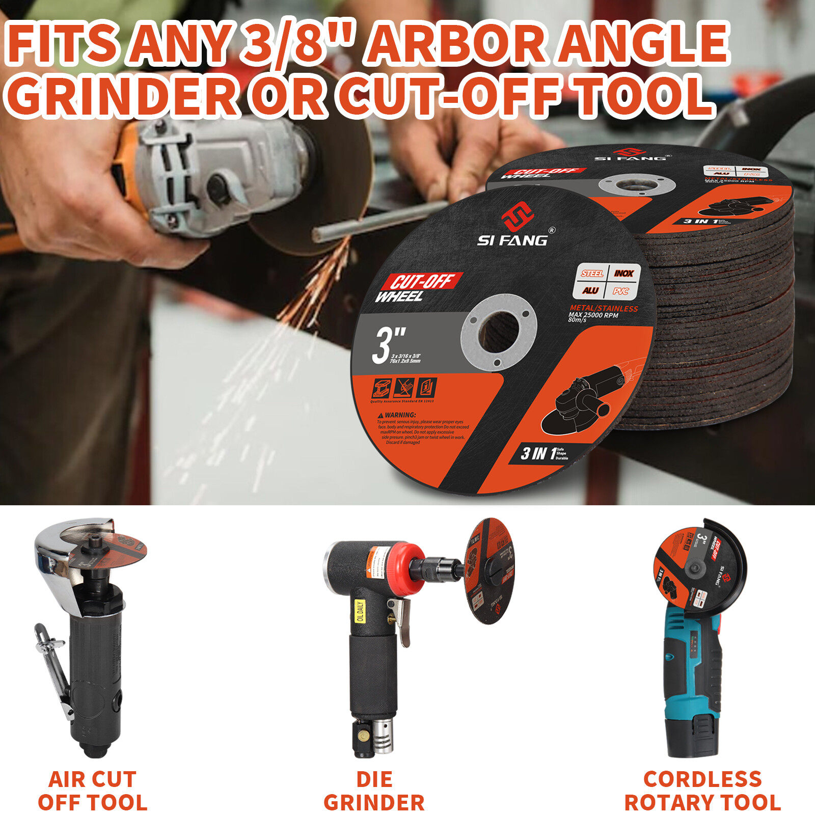 10PCS 3 inch Cut Off Wheel Metal Cutting Discs with 1/4" Mandrel for ...