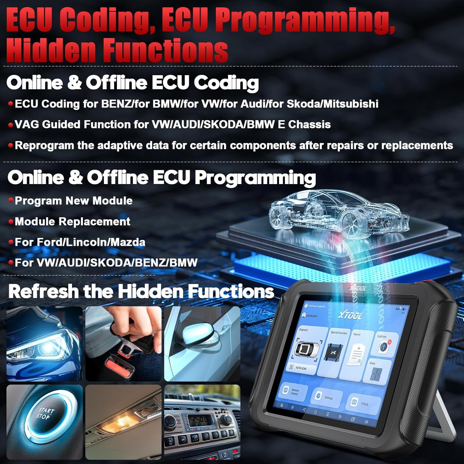 2025 XTOOL D9S PRO OBDII Diagnostic Tool Car Scanner Key Programmer 45 ...