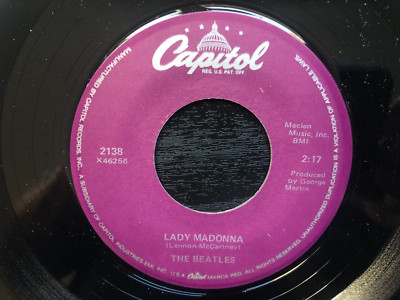 Beatles LADY MADONNA 1988 Capitol Purple label Jacksonville 45 rpm ...