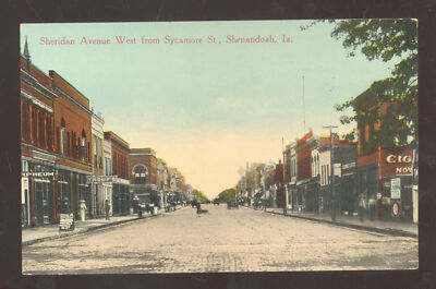 SHENANDOAH IOWA DOWNTOWN STREET SCENE STORES BRICK ROAD OLD POSTCARD | eBay