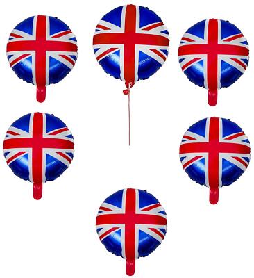 10pk Union Jack Inflatable Foil Balloons King's Birthday Street Party ...