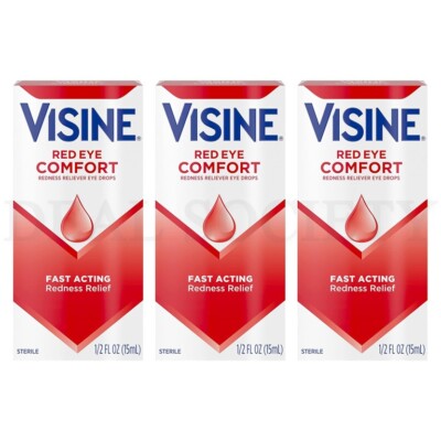 Visine Red Eye Comfort Redness Relief Eye Drops 0.5oz Lot of 3 | eBay
