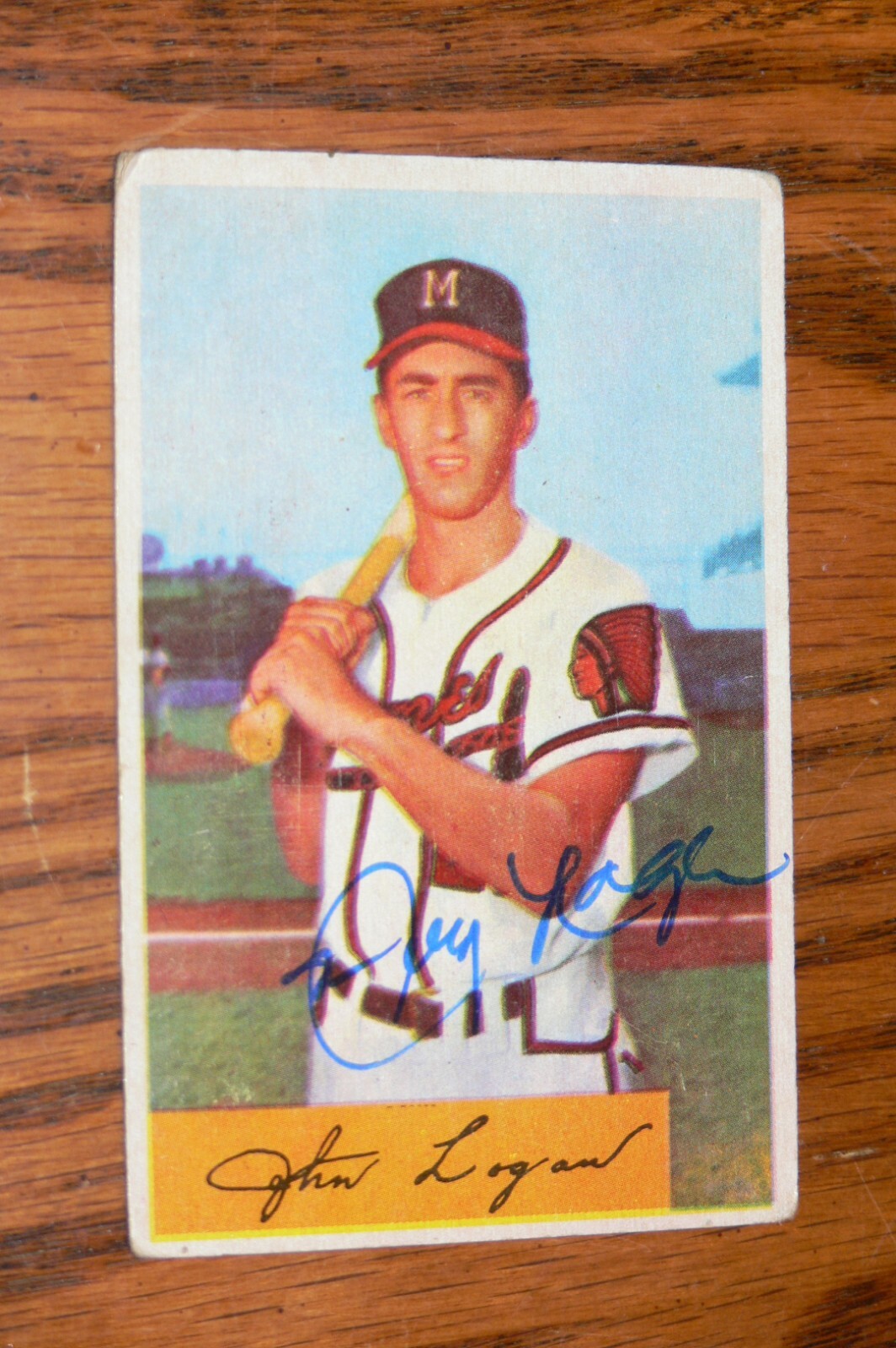 JOHNNY LOGAN SIGNED AUTOGRAPHED 1954 BOWMAN CARD # 80 MILWAUKEE BRAVES ...
