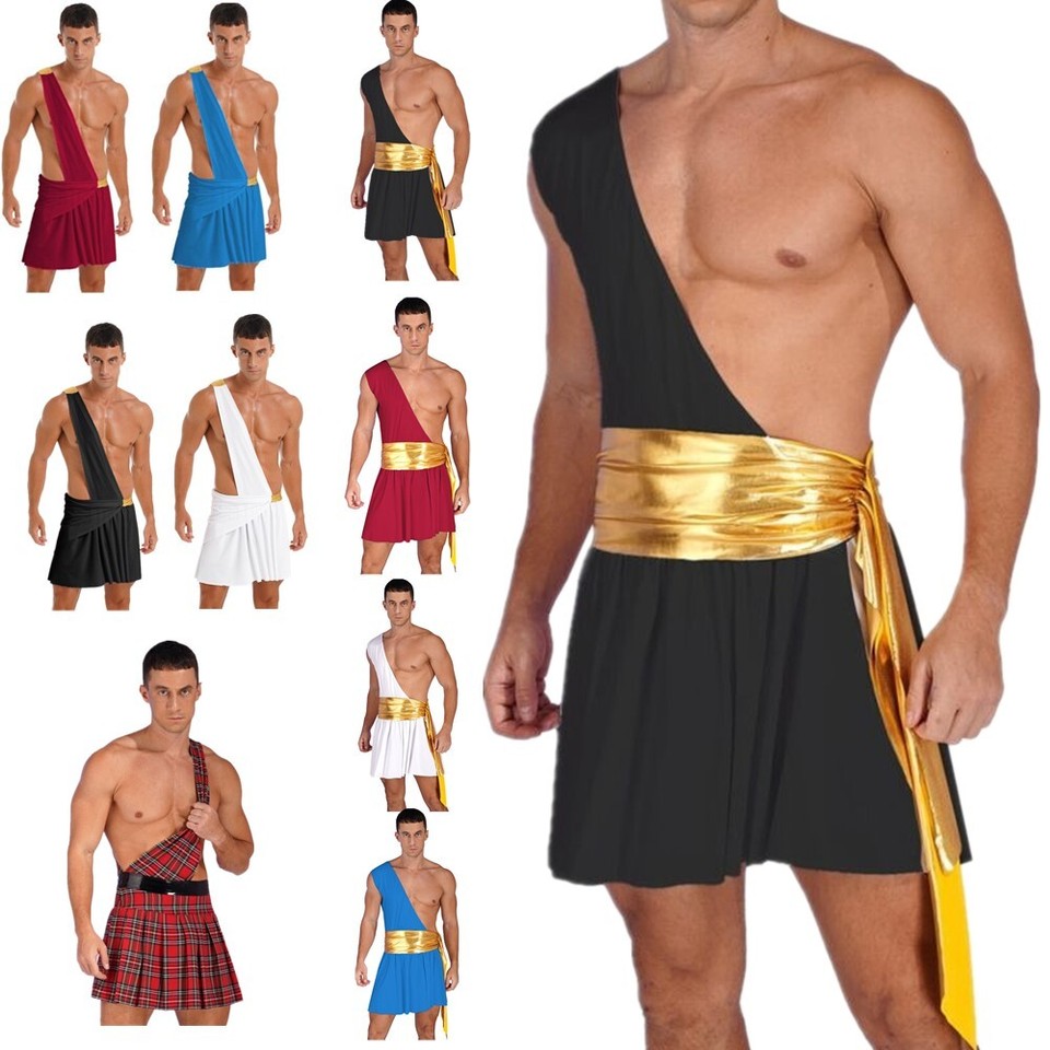Men's Toga Cosplay Costume Ancient Greek Roman Knight Warrior Fancy ...