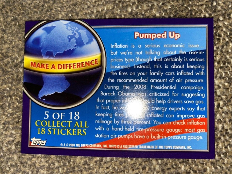 2008 Topps President Barack Obama Sticker Card #5 Pumped Up | eBay